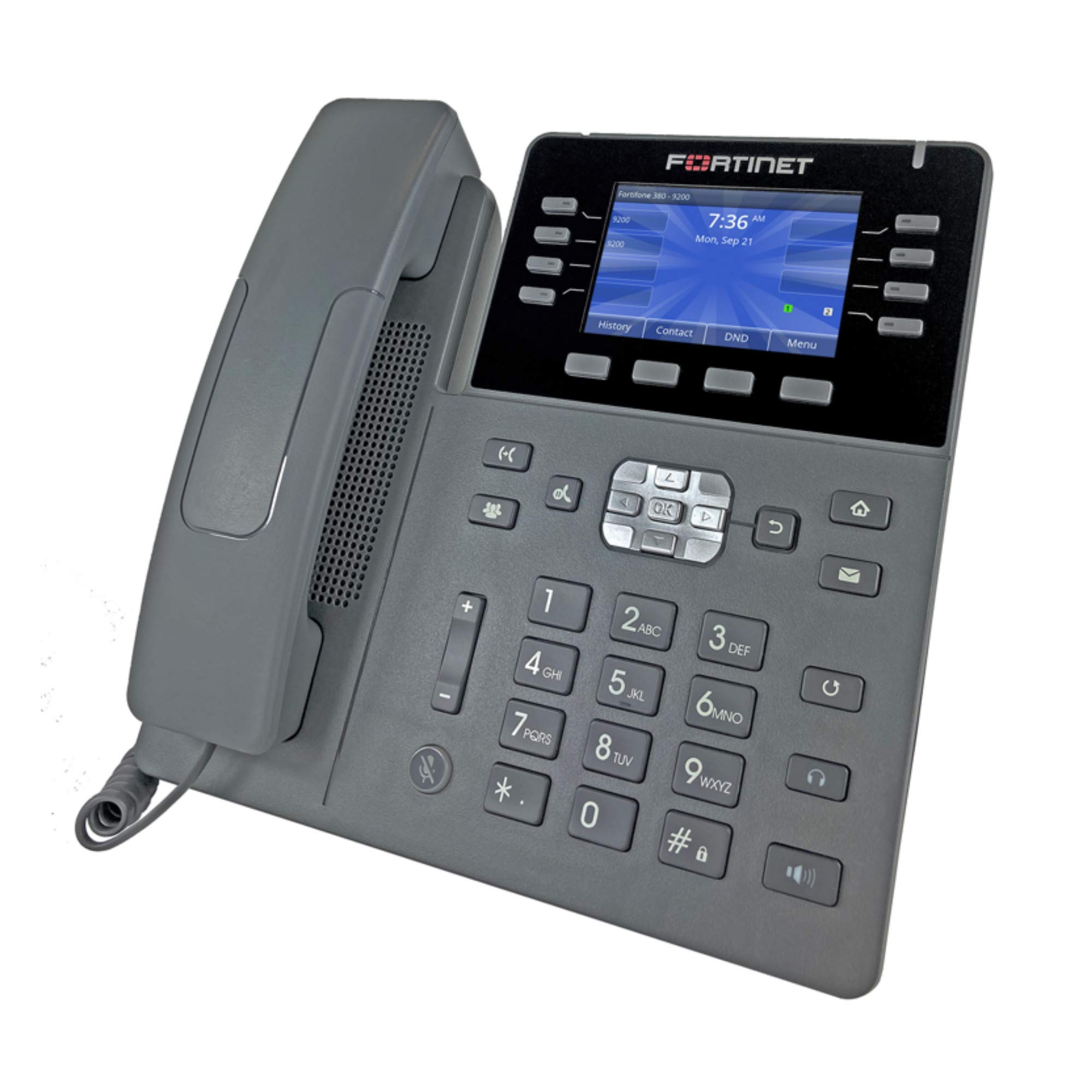 FORTINET FortiFone 380 - FON-380, Mid Range IP Phone with 3.5" Color Screen, 28 programmable Keys, PoE.