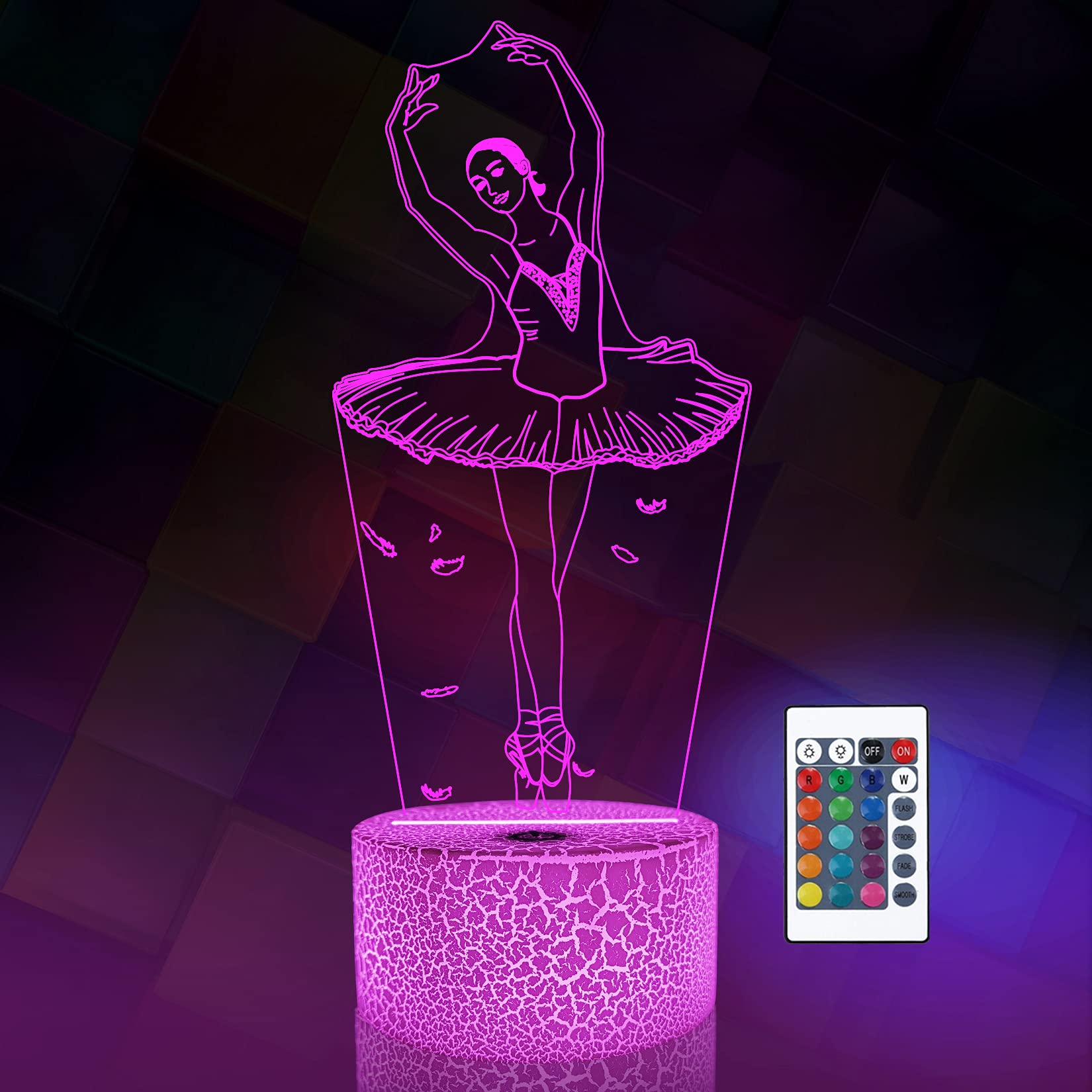 Ballet Gifts, Ballerina 3D Night Light 16 Colors Changing Night Lamp for Girl with Remote Control, Ballet Dancer Gifts for Age 2 3 4 5 6+ Years for Children Girls Women Friend