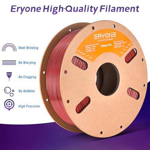 ERYONE Sparkly Glitter Shining PLA Filament for 3D Printer, 1.75mm +/-0.03mm, 1kg(2.2LBS)/Spool, Red