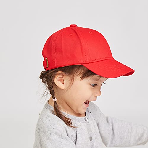 LANGZHEN Cotton Outdoor Toddler Girls Boys Plain Baseball Cap Baby Infant Structured Adjustable Hat for Kids Sun Hat (S-Red)