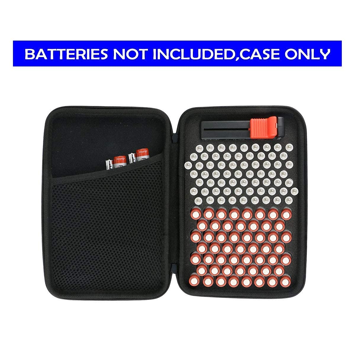 khanka Hard Battery Organizer Storage Box, Carrying Case Bag Holder - Holds 116 Batteries AA AAA C D 3V 9V with Battery Tester (BATTRIES are NOT Included.)