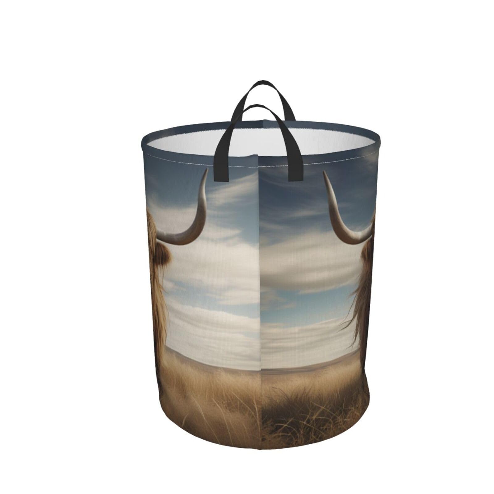 Foruidea Highland Cow Laundry Basket,Laundry Hamper,Collapsible Storage Bin, Oxford Fabric Clothes Baskets,Nursery Hamper For Home,Office,Dorm,Gift Basket