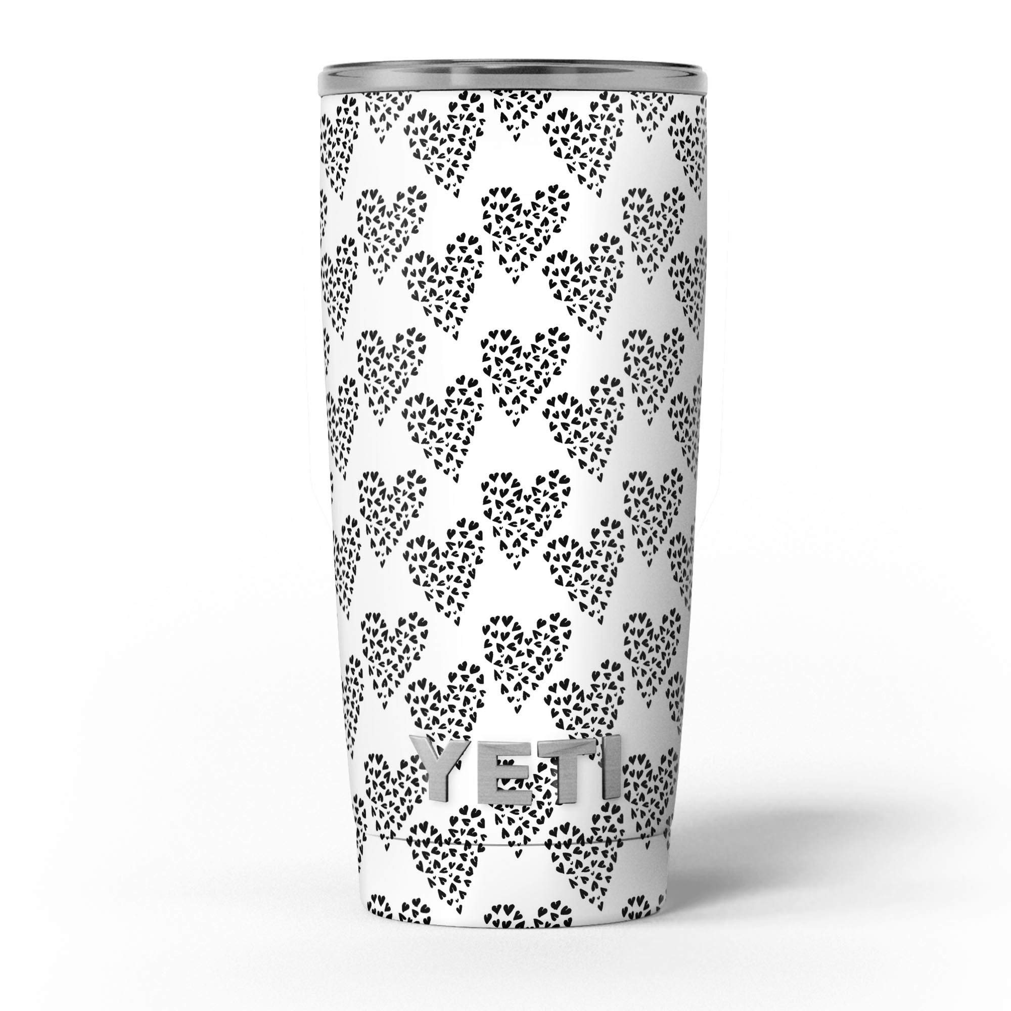 Design Skinz Slate Black Tiny Hearts Within Hearts - Skin Decal Vinyl Wrap Kit Compatible with The Yeti Rambler Cooler Tumbler Cups