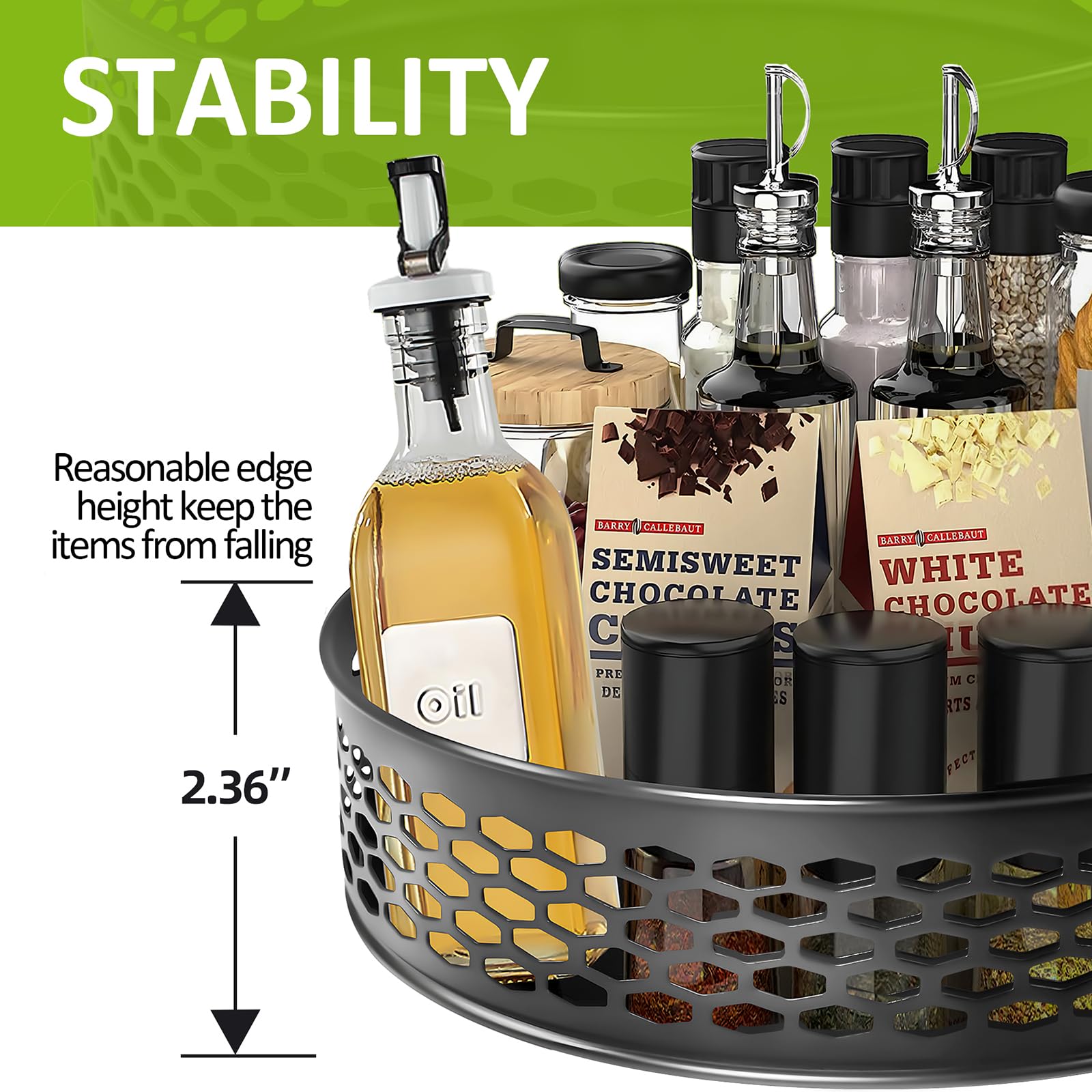2 Pack Lazy Susan Turntable for Cabinet Table, 10" & 9" Metal Steel Turntable Organizer with Non-Slip Pad, Perfect for Spices, Vanity, Fridge, Countertop, Pantry