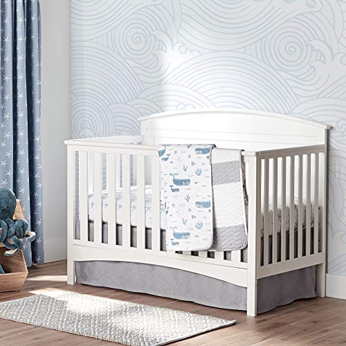 Lush Decor Baby Seaside Starfish Organic Cotton 2 Pack Fitted Crib Sheet, Blue, 52" L x 28" W + 9" Drop