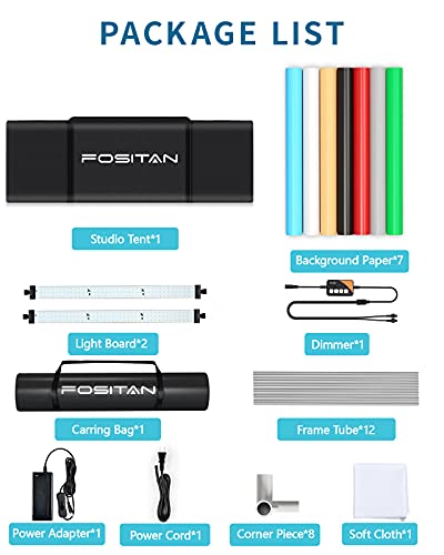 FOSITAN Bi-Color Photo Light Box 35’’/90cm Portable Shooting Tent Photo Box with 7 Color Backgrounds, 252 LED Beads, 360 Degree Rotated Light Board, 2600-8500K(±200K), CRI 92+