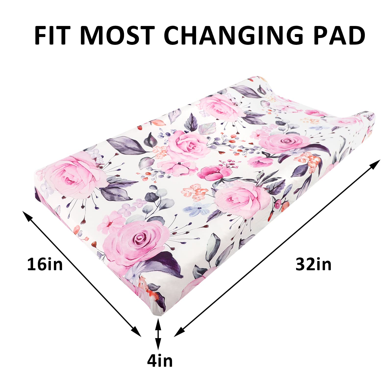 2 Pack of Floral Crib Sheets and Changing Pad Covers for Baby Girls Boys Universal Fit and Ultra Soft Stretchy Jersey Knit Fabric