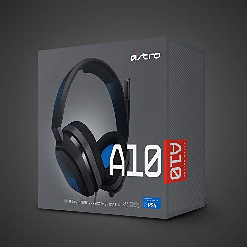 ASTRO Gaming A10 Wired Gaming Headset, Lightweight and Damage Resistant, ASTRO, 3.5 mm Audio Jack, for Xbox Series X|S, Xbox One, PS5, PS4, Nintendo Switch, PC, Mac- Black/Blue