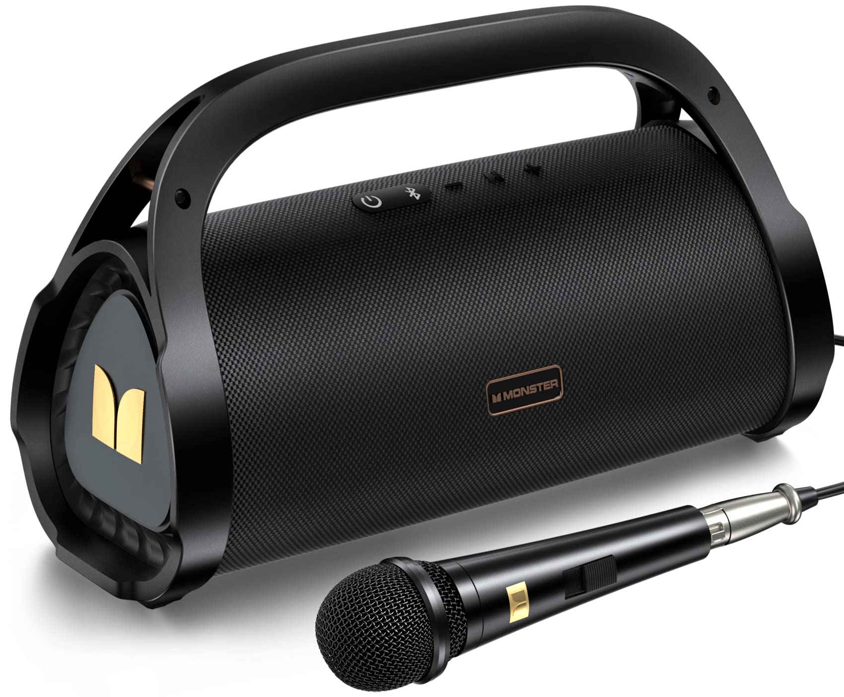 Monster Adventurer Max Bluetooth Speakers, IPX7 Waterproof Outdoor Bluetooth Speakers, Active Extra Bass, Fast Charging, with Microphone, Suitable for Beach, Parties, Gym, Black