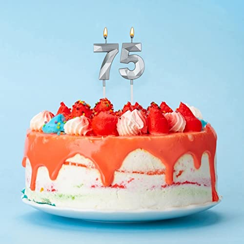 30th Birthday Candles for Cake, Silver Number 30 3D Diamond Shaped Candle Birthday Decorations Party Supplies for Women or Men