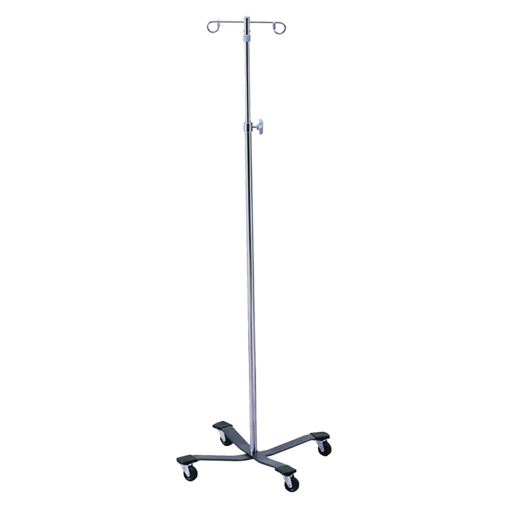 2-Hook Heavy Base Four-Leg Pole, 4 Caster, Chrome, 51.75″ to 93″ Adjustable Height, Professional Medical Supplies, Fluid Administration & Collection.
