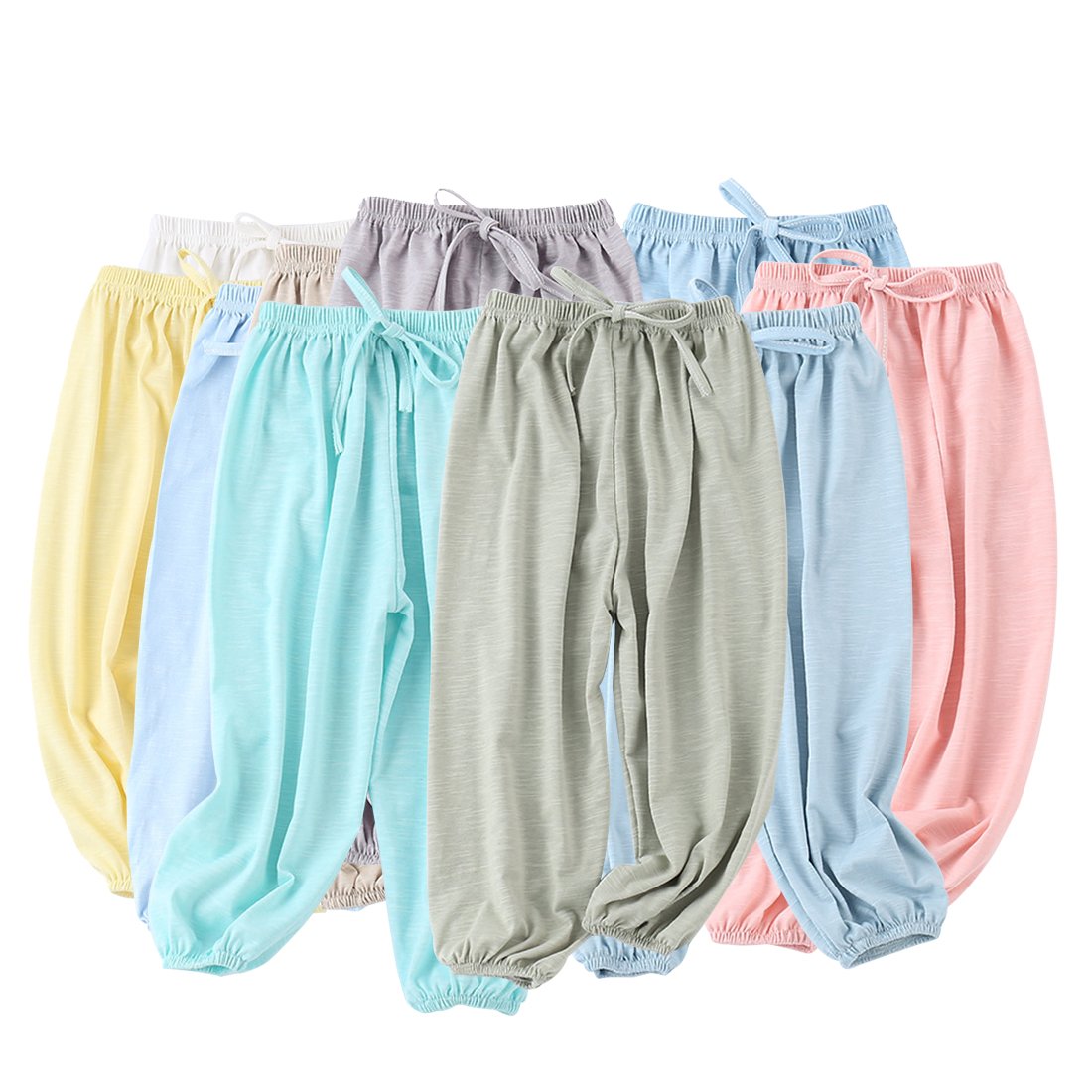Bouclede Baby Boys Long Bloomers 2 Pack Soft Cotton Harem Pants 12M-7T (US, Age, 3 Years, 4 Years, Grey-Greyblue)