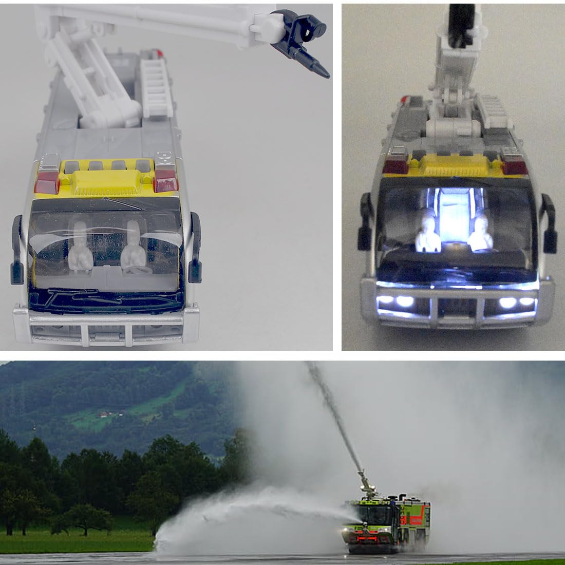 Ailejia Airport Fire Trucks Toy for Boys Fire Engine Toys Fire Engine Pullback Friction Toy Airport Rescue Diecast Vehicle Model (Yellow)