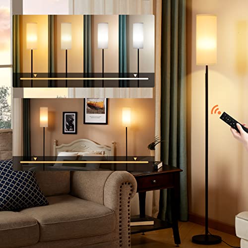 Ambimall Floor Lamps for Living Room, Modern Floor Lamp with Remote Control and Stepless Dimmable Colors Temperature & Brightness (9W Bulb Included, Gray Lampshade)