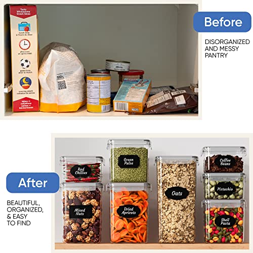 Airtight Food Storage Containers with Lids 14 PC - Plastic Kitchen Storage Containers for Pantry Organization and Storage - Cereal, Rice, Pasta, Flour and Sugar Containers