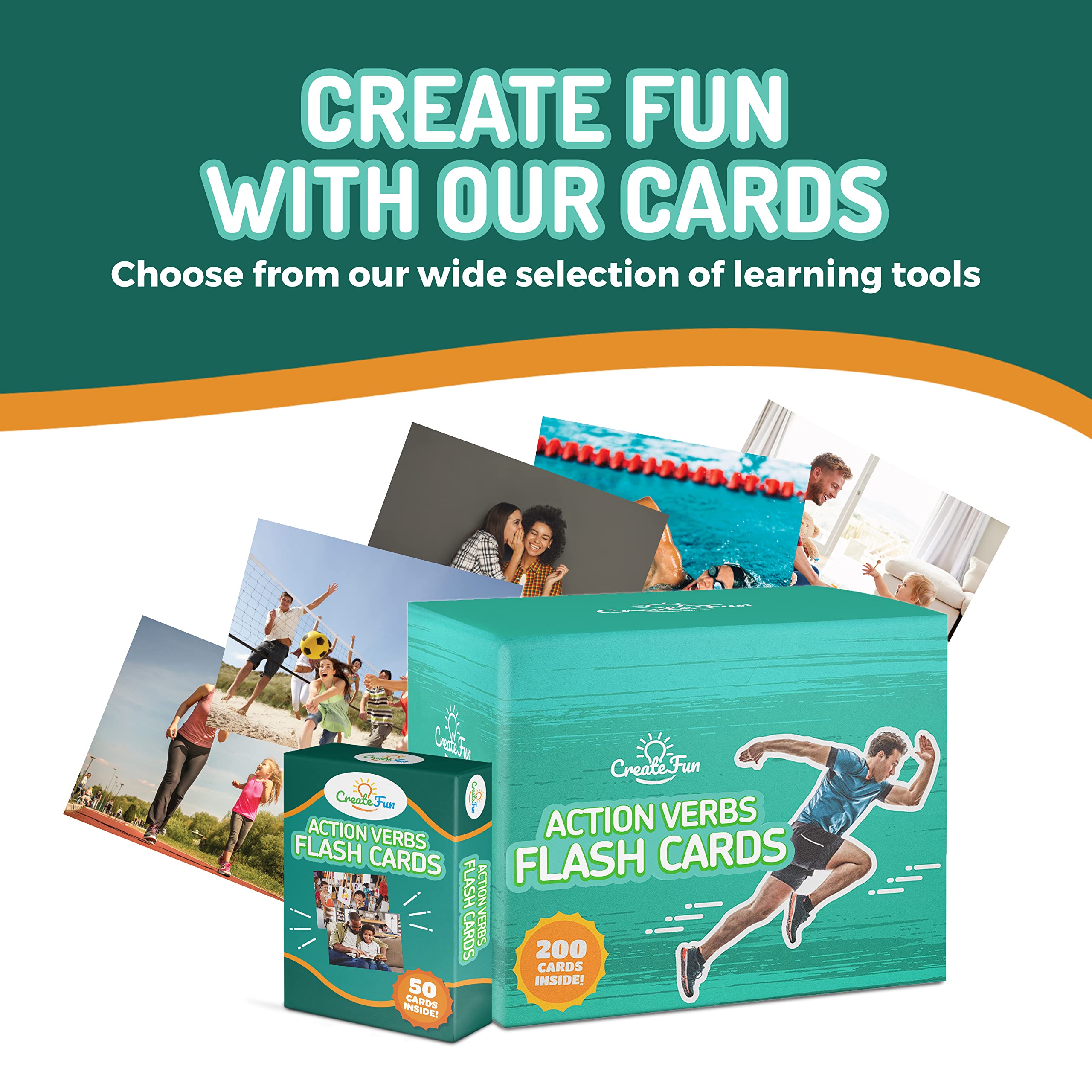 Action Verbs Flash Cards - 50-Piece Educational Flash Cards for Speech Therapy and Home Schooling - Thick and Durable Vocabulary Builder Flash Cards for Kids and Adults