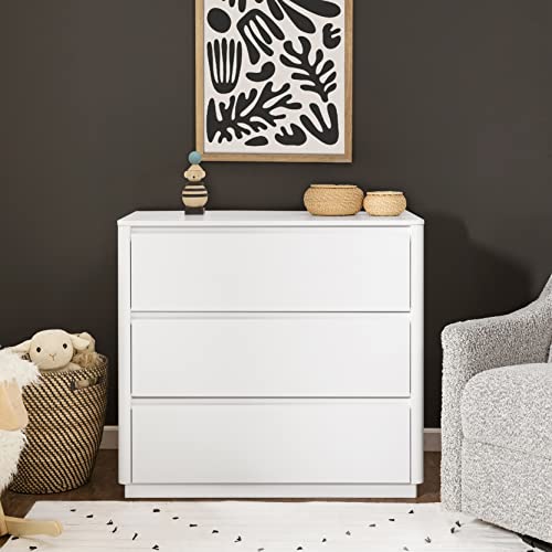 babyletto Bento 3-Drawer Changer Dresser with Removable Changing Tray in White, Greenguard Gold Certified
