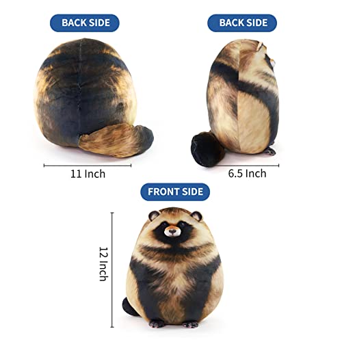 Dinyinor Cute Raccoon Plush Pillow ,Soft & Comfortable Stuffed Animal for Kids & Adults(Raccoon-12in)