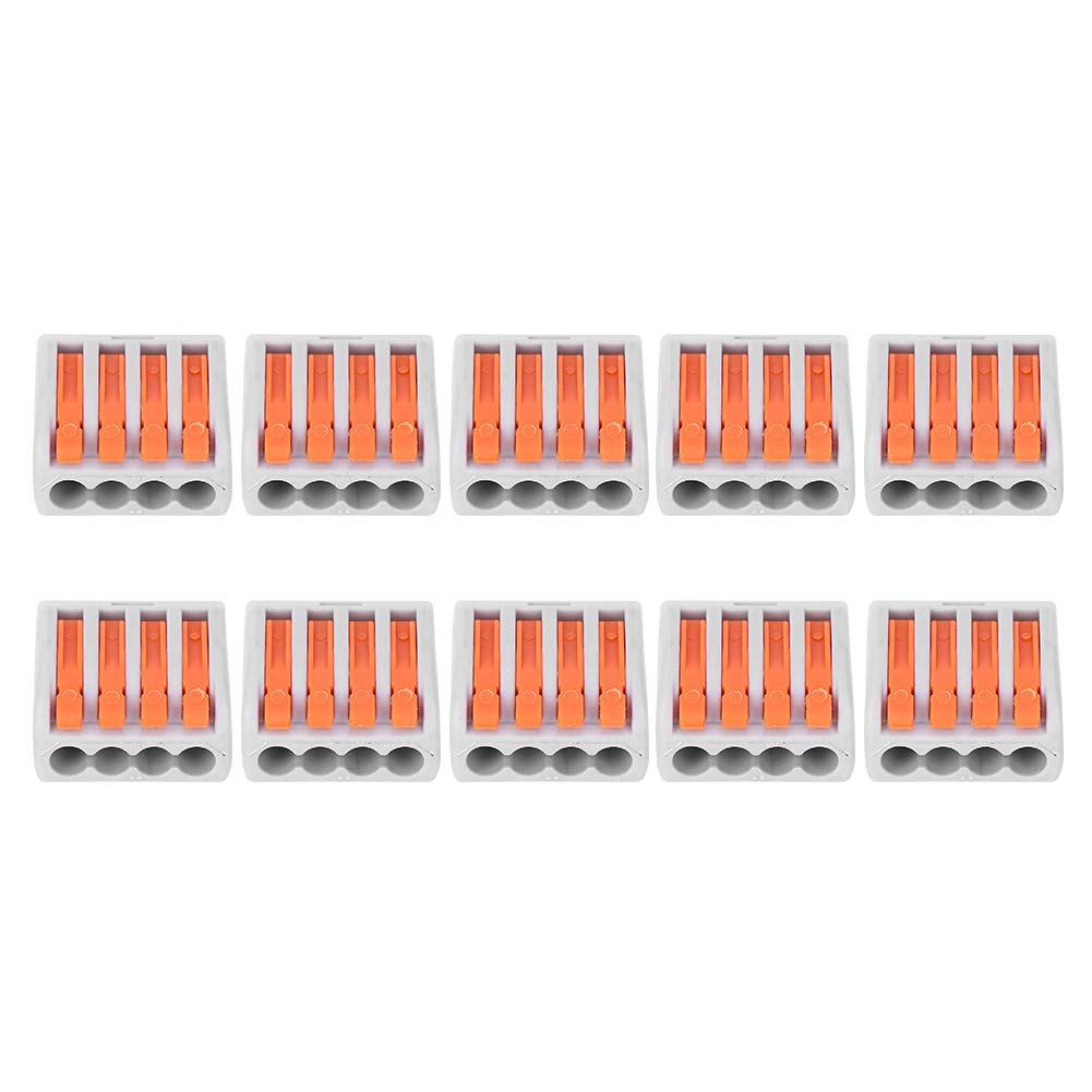 Wire Quick Connector,10pcs PCT-214 Wiring Connectors Terminal Blocks 4 Way Lighting Electrical Cable Fast Connection