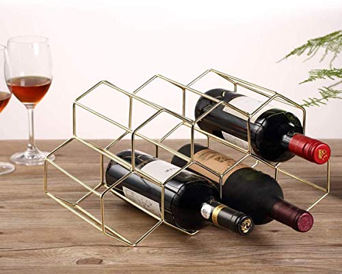 Tapbull Gold Metal Wine Rack Freestanding, Tabletop Wine Rack Holder, Countertop Wine Bottle Holder (Gold)