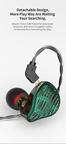 CVJ CSE in-Ear Headphones 1 DD & 1 BA Earphone HiFi Stereo Deep Bass Earbuds with Detachable Cable Noise Isolating Headset with Hybrid Driver for Running, Jogging, Walking (Black Without Mic)