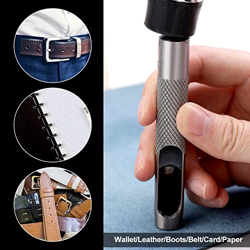 15 Pcs Leather Hole Punch,Hole Punch Set for Leather Craft,Round Steel Leather Craft Hollow Hole Punch,Hole Punch Tools for Watch Bands,Leather,Belts,Canvas,Paper (1mm to 11mm)