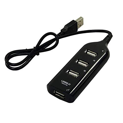 Lysee Data Cables - Multi USB 4 Port USB 2.0 Multi HUB Splitter Socket Expansion Desktop PC Laptop Adapter Converter Data - (Color: Black)