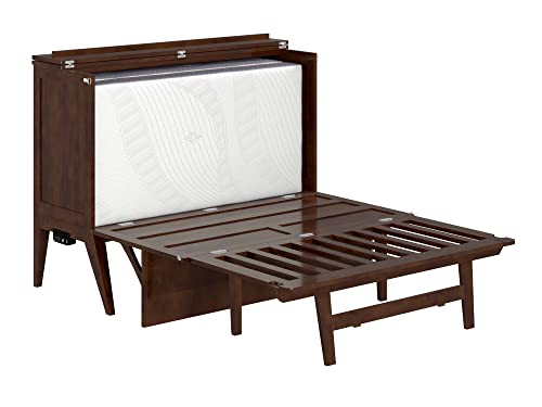AFI, Northampton Murphy Bed Desk with Premium 6 Inch Folding Memory Foam Mattress and Built-in Charger, Full Size, Walnut