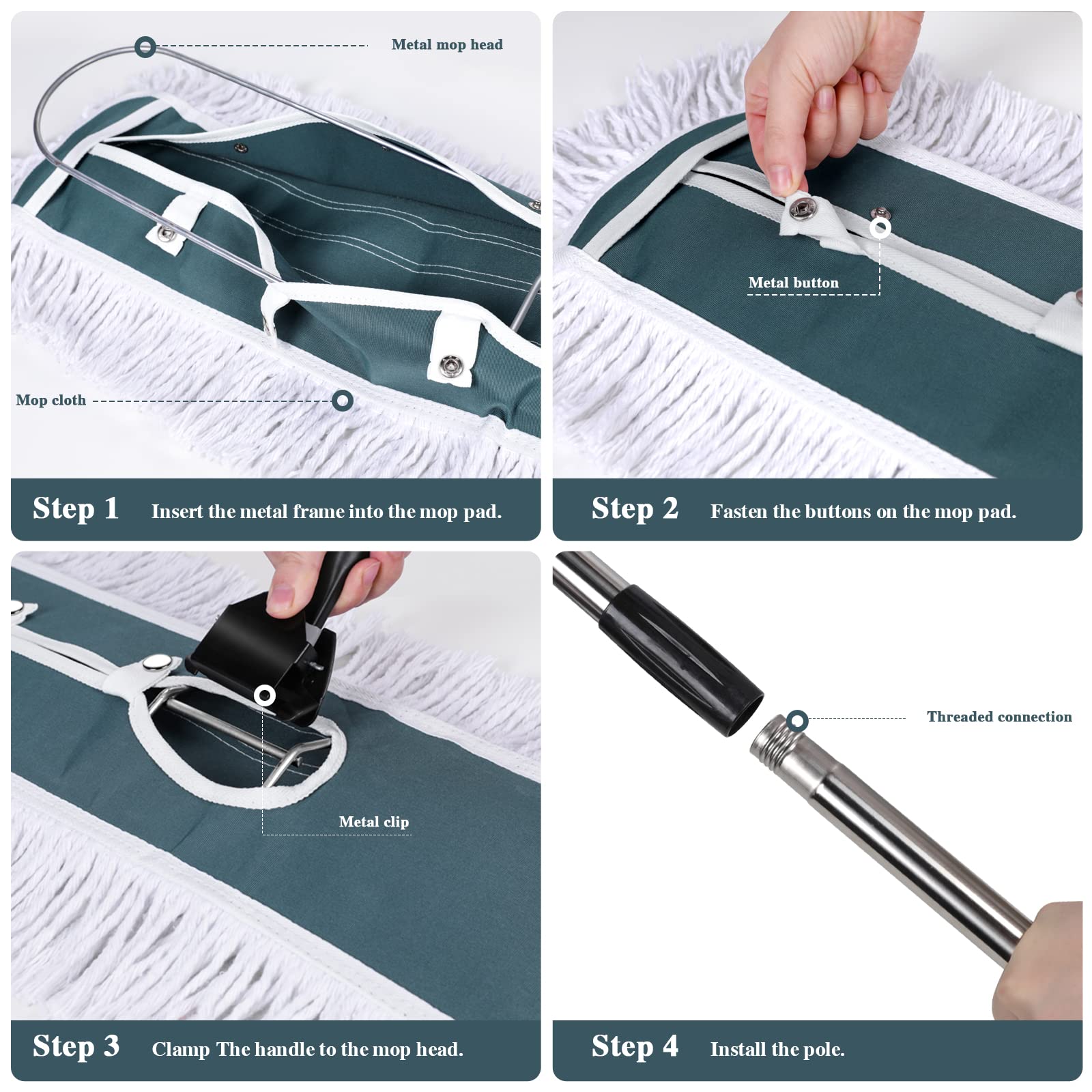 42" Dust Mops for Floor Cleaning,Industrial Dust Mop with 2 Mop Pads,Microfiber Wet Dry Mop,Commercial Dust Mop for Hardwood Floors,Tiles,Marble Floors
