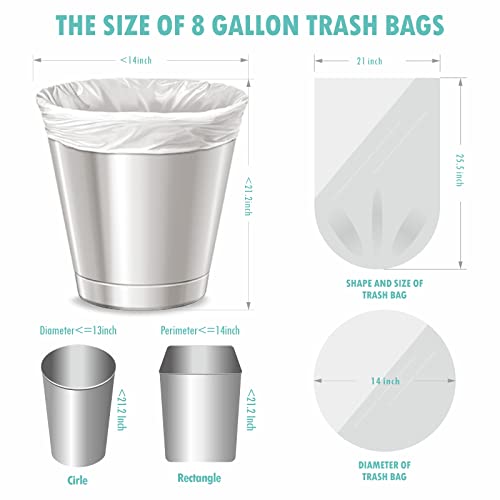 60 Counts Aklyaiap 8 Gallon Trash Bags,Biodegradable Medium Garbage Bags,Budget-Friendly Replacement for Simple Human H/J/G Trash Bag,White 30 Liter Wastebasket Bin Liners For Kitchen,Bathroom&Office