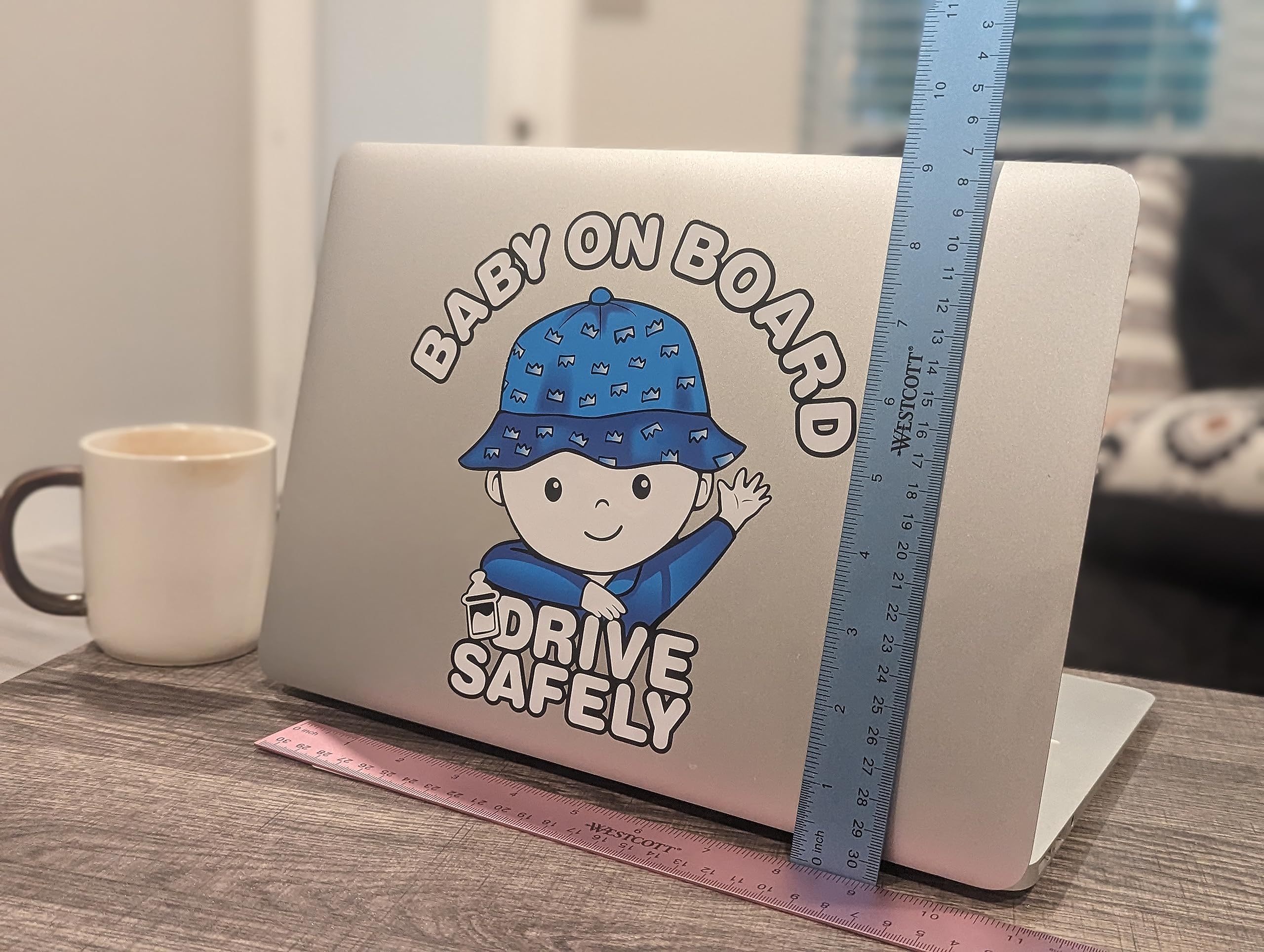6 Pieces (2 Stickers Plus 4 Reflective Warning Open Door Sign), High Visibility, Baby in Car Sticker and Warning Open Door Sign, Baby on Board Sticker, Drive Safely Sticker