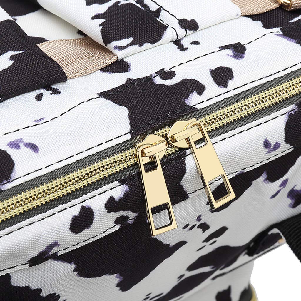 Ruzida Cow Spots Print Diaper Bag Backpack Maternity Baby Changing Bag Large Capacity Backpacks