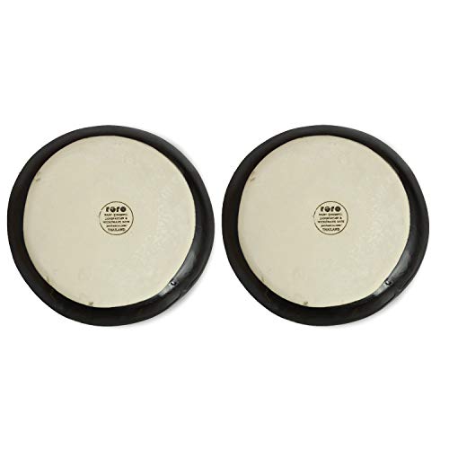 roro Ceramic Stoneware Hand-Molded Modern Uneven Minamalist Matte Black Appetizer Plate Set of 2