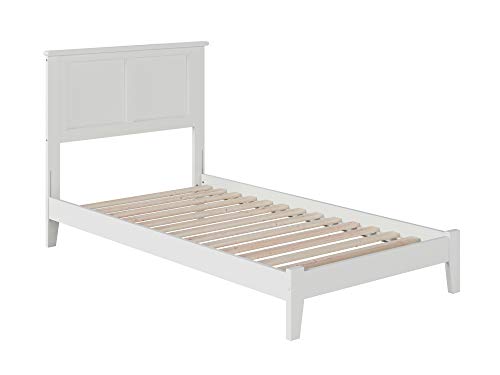 Atlantic Furniture AR8611002 Madison Platform Bed with Open Foot Board, Twin XL, White