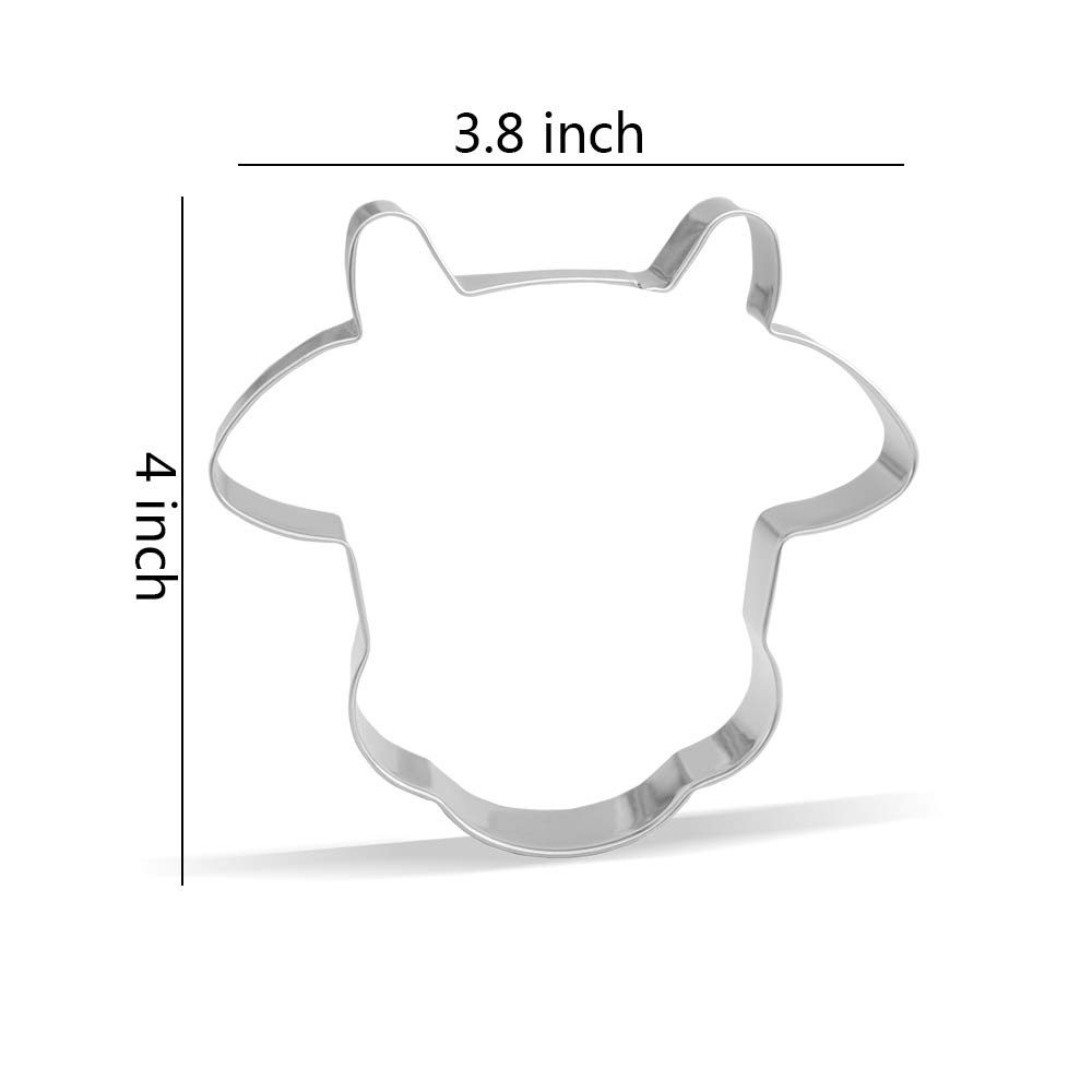 4 inch Cow Face Cookie Cutter - Stainless Steel
