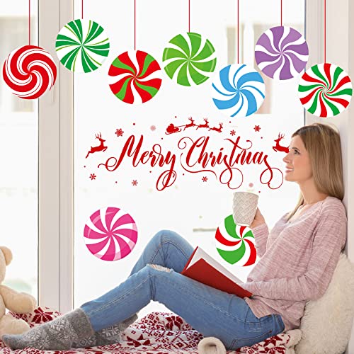 45 Pcs Double-Sided Peppermint Cutouts Colorful Candies Cut-Outs Bulletin Board Classroom Christmas Party Decorations