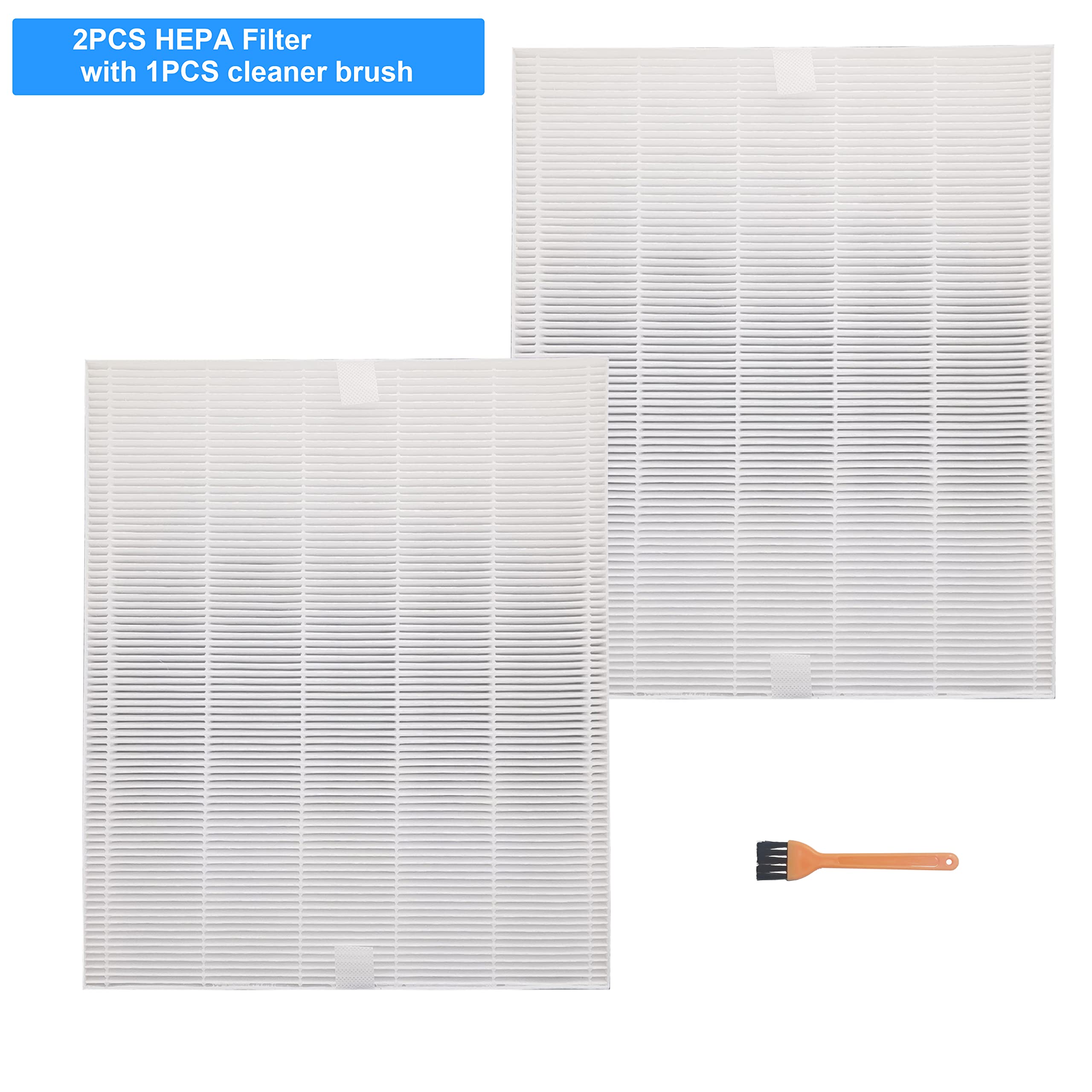 2-Pack C545 True HEPA Replacement Filters，for Winix C545 Replacement Filter and Compatible with Winix 5500-2 Air Purifier Filter Replacement，Replaces 1712-0096-00, 2 H13 Grade True HEPA + 1 Brush