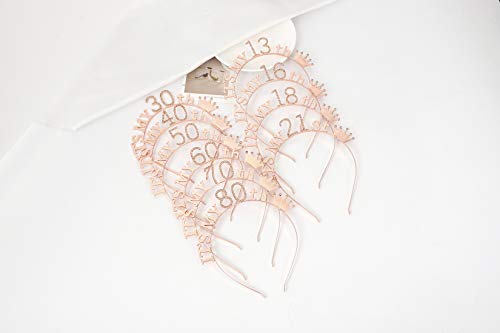 30th Birthday Girl Sash Headband,Rose Gold Birthday Tiara Sash for Women,Birthday Headpiece,30th Birthday Decorations for Her