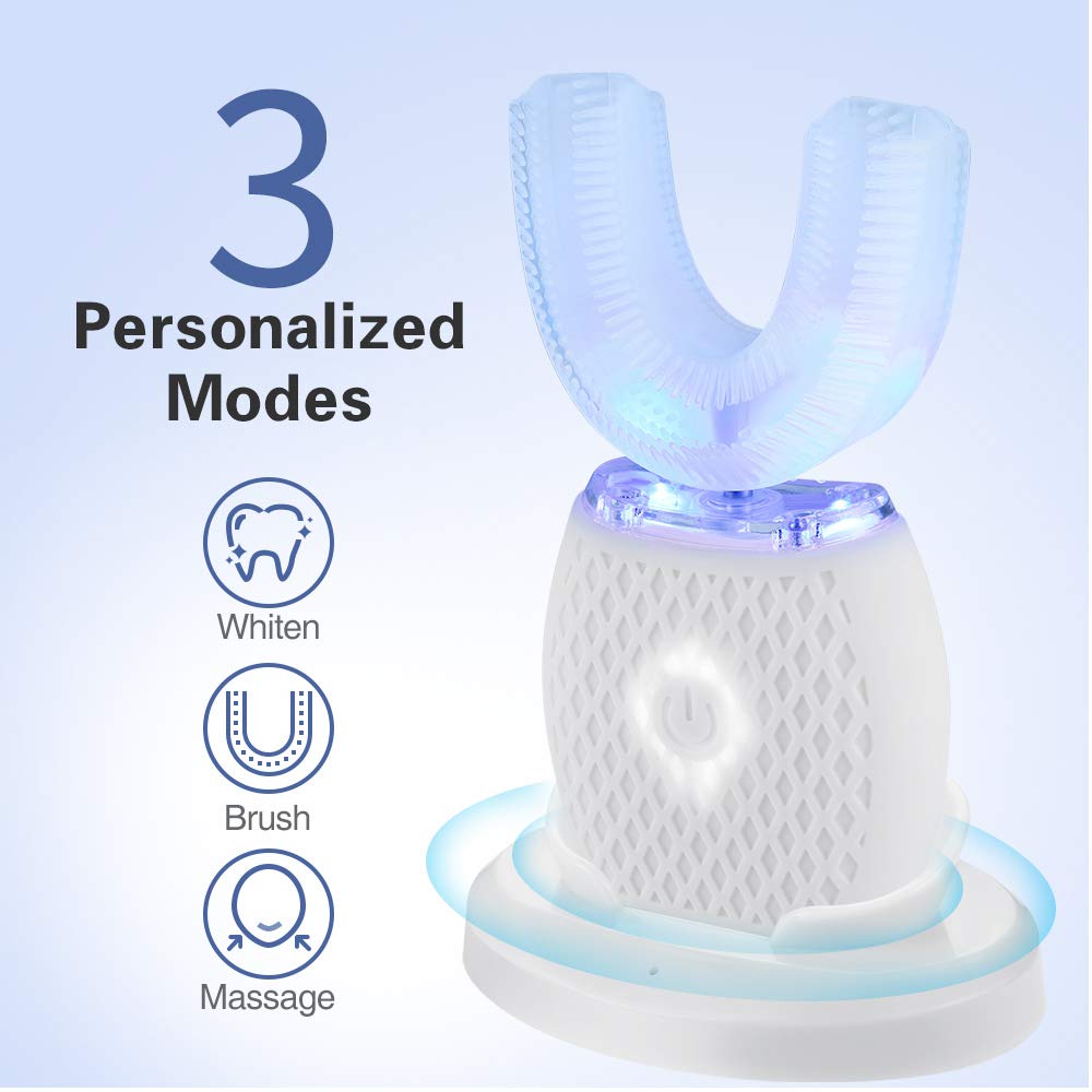 Lebond Electric Ultrasonic Toothbrush, Automatic 360 ° Ultrasonic Electric Toothbrush, Cold Tooth Whitening Instrument Automatic Toothbrush,Electric Sonic Toothbrush for Adults (White)