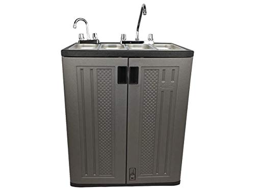 Concession Sinks - Standard Size Electric 3 Compartment with Hot Water for Food Vending Trailer, Hand Wash