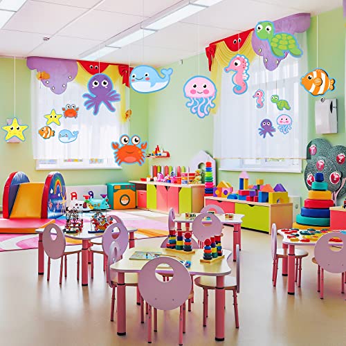 45 Pieces Ocean Sea Animal Creature Cutouts with Glue Point Dots Under The Sea Classroom Party Decorations for Classroom Bulletin Board Ocean Themed Birthday Party Supplies