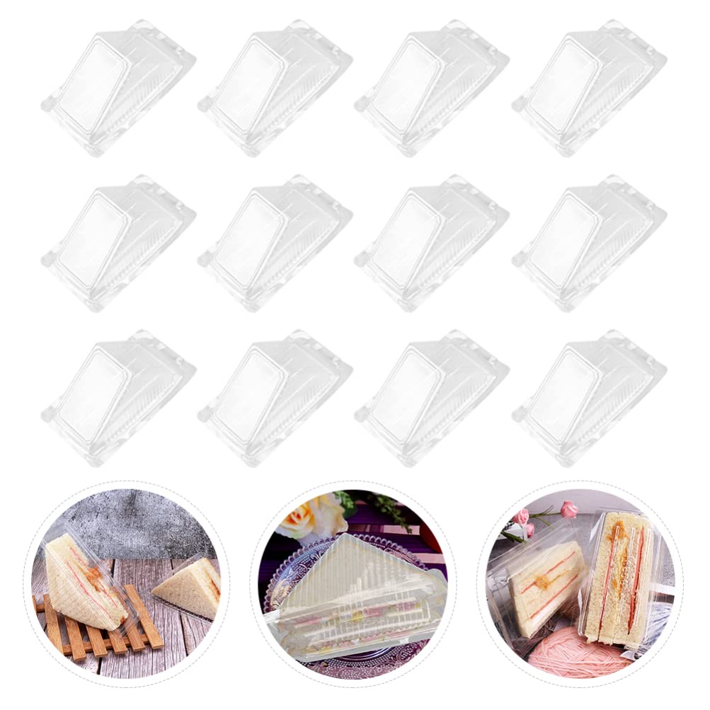 200pcs Plastic Cake Slice Container Clear Plastic Trays with Hinged Lid Sandwich Wedge Container Cheese cake Container Take Out Container Holders for Cake, Cheesecake, Tres Leches, Flan, Desserts