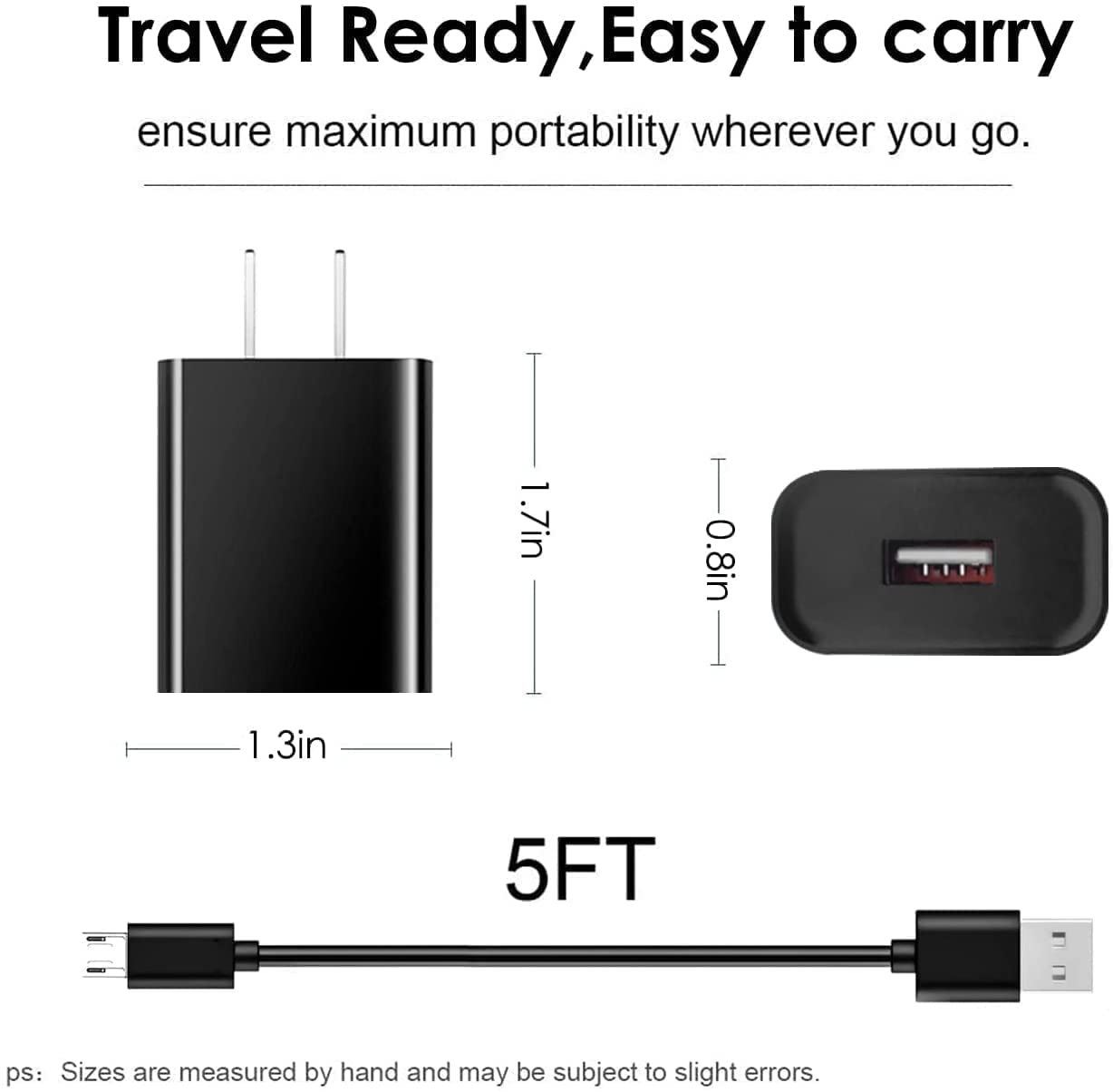 Wall Charger Charging Cable Cord Compatible for Cowin E7 Pro ANC SE7 E9 E8 SE8, Treblab XR500/XR700/PRO/Z2/HD7/N8/X5/Xfit/FX100/HD7, Bugani M83 M99 M90 Speaker & More USB Micro Earbuds Headphones
