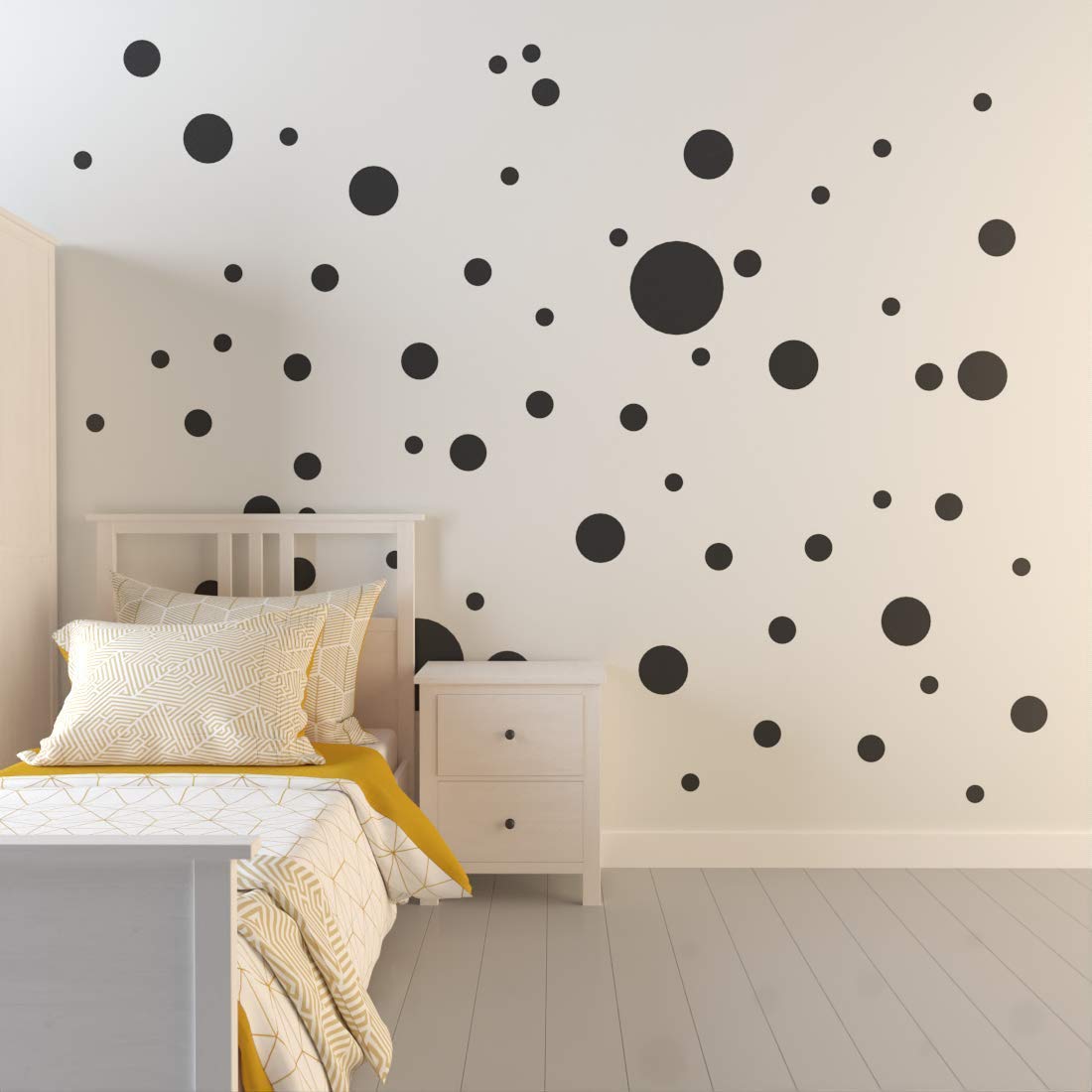 Wall Decal Dots Dots Easy to Peel and Stick Removable Matte Vinyl Polka Dot Decor Round Circle Wall Decal Stickers for Festive Baby Nursery Room (Black)