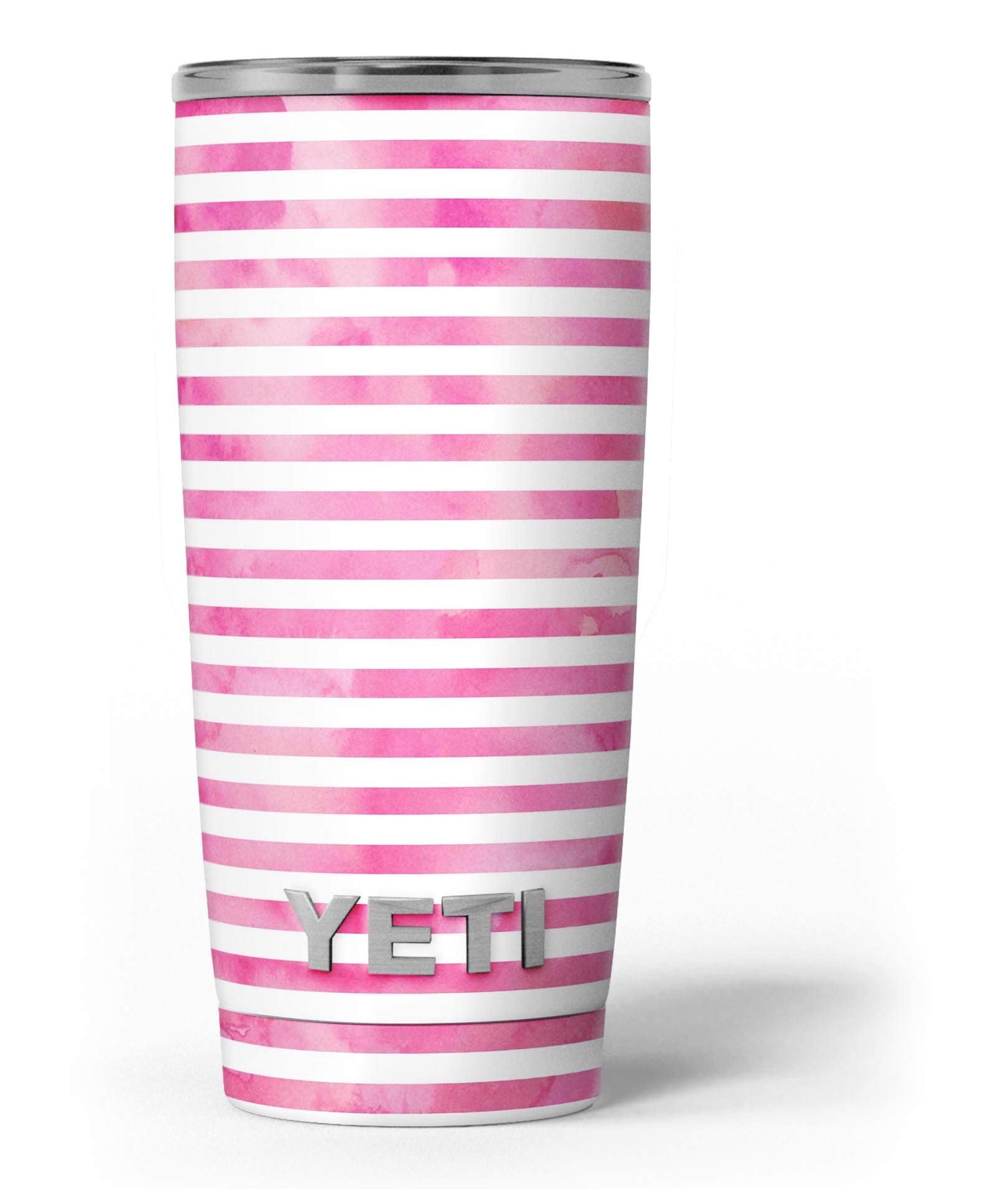 Design Skinz The Grungy Pink Watercolor with Horizontal Lines - Skin Decal Vinyl Wrap Kit Compatible with The Yeti Rambler Cooler Tumbler Cups