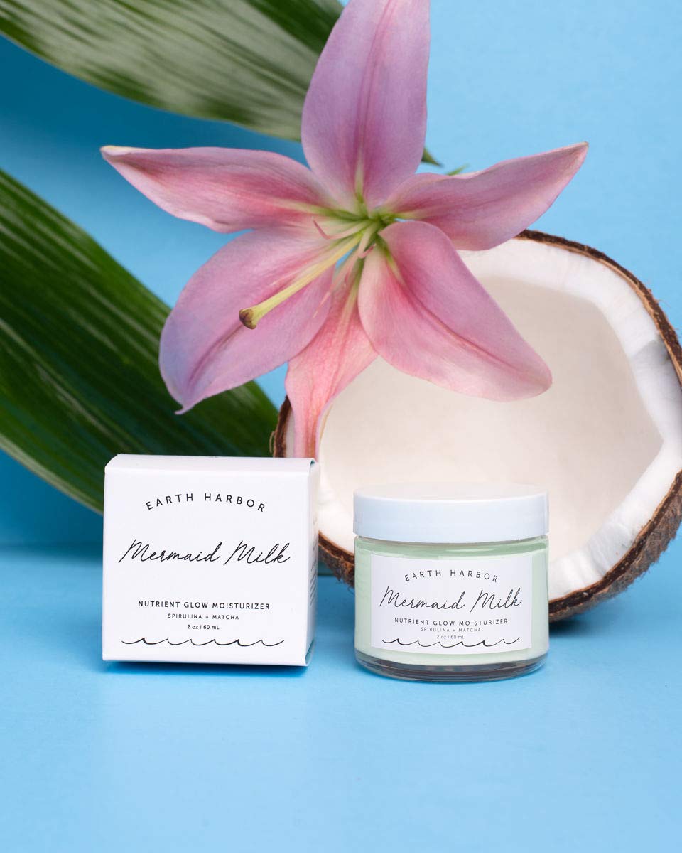 Earth Harbor | MERMAID MILK Nutrient Glow Moisturizer | Lightweight Botanical Hydration | Matcha and Spirulina | 100% Non-GMO + Plant-Based