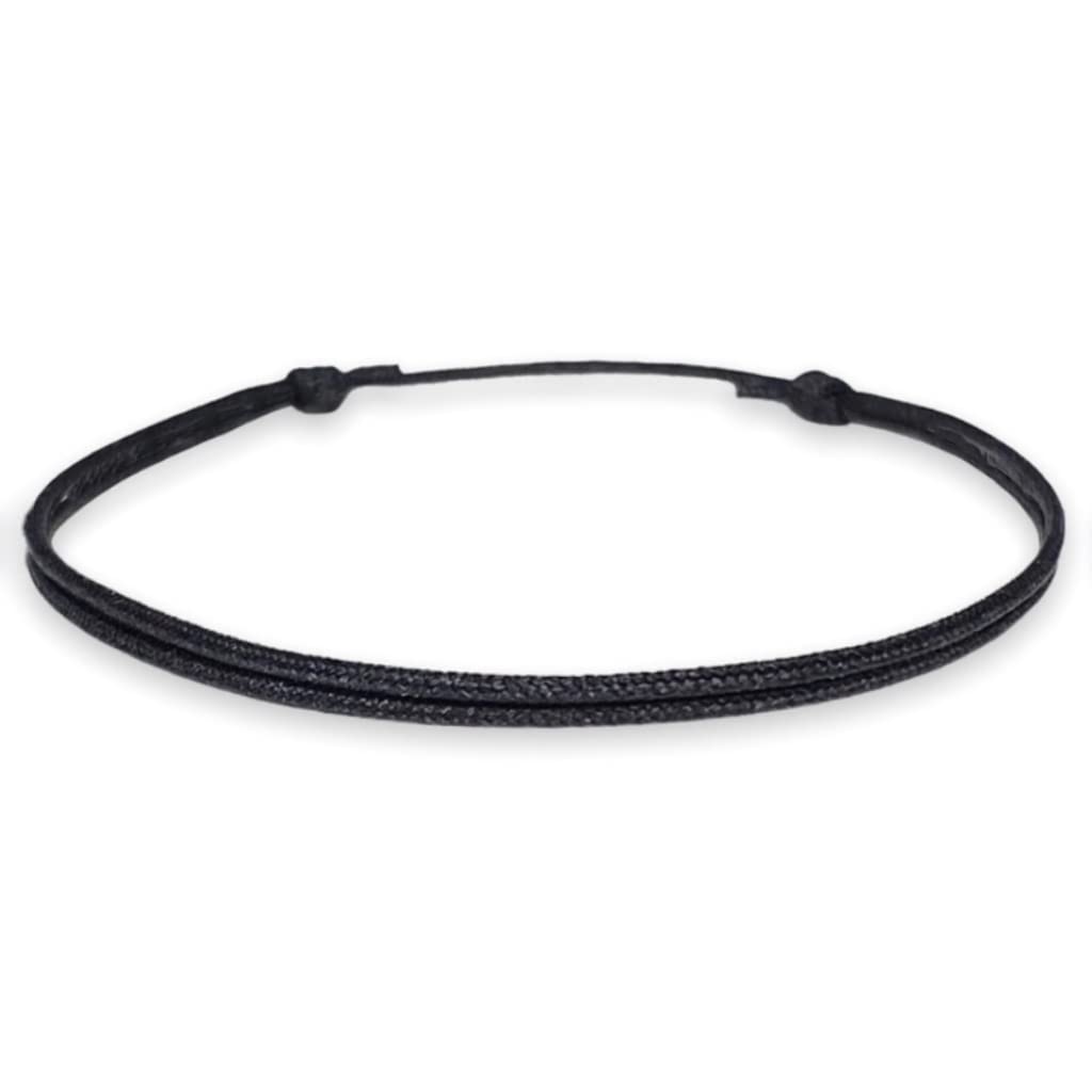 Adjustable Cord Bracelet- Colorful Unisex Adult Waterproof Nylon String Bracelets & Boho Surfer Anklet for Men & Women - Black