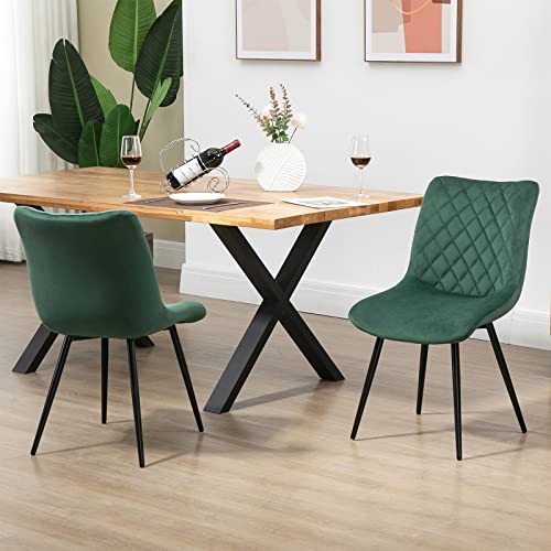 ANOUR Modern Dining Chairs, Velvet Kitchen Chair, Living Room Chairs, Set of 2, Upholstered Side Chair with Metal Legs for Dining Room Kitchen Bedroom Vanity