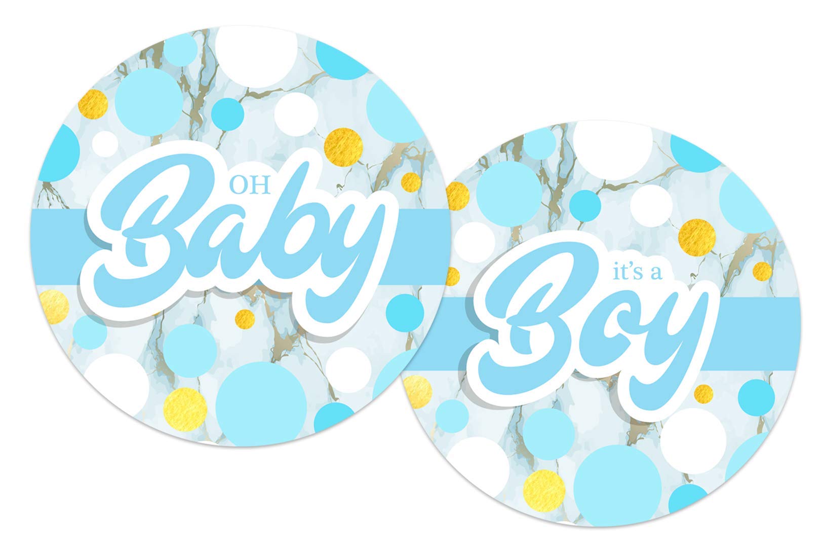 OH Baby - It's A Boy | 1.67 Inch - 48 Stickers | Boy Baby Shower Stickers | Round Baby Shower Labels | Blue and Gold Baby Shower Stickers for a Boy