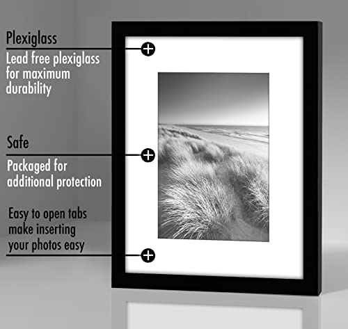 Americanflat 8x10 Picture Frame in Black - 2 Pack - Use as 5x7 Picture Frame with Mat or 8x10 Frame Without Mat - Includes Sawtooth Hanging Hardware for Horizontal or Vertical Display